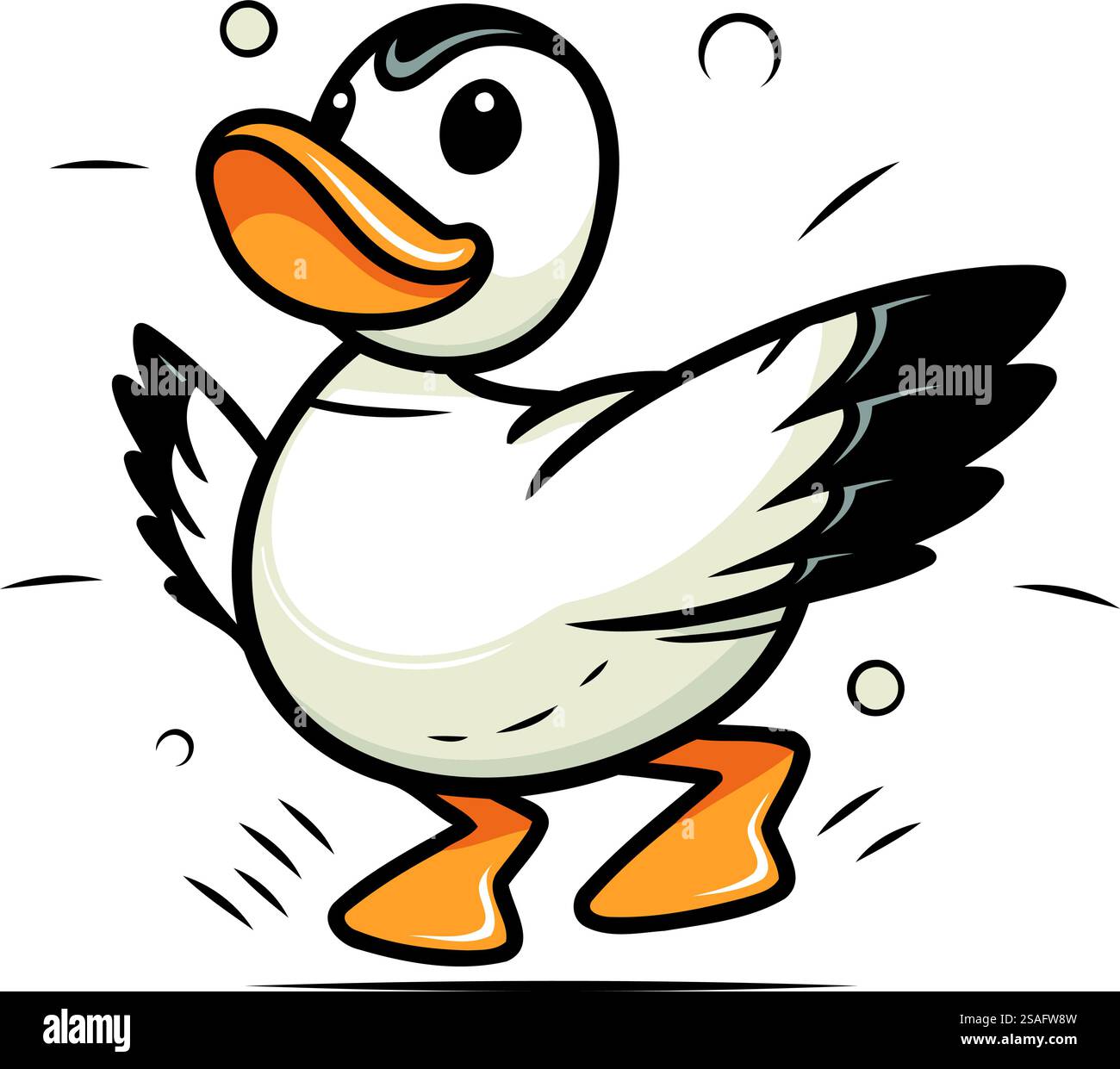 Duck vector illustration. Funny cartoon duck isolated on white ...