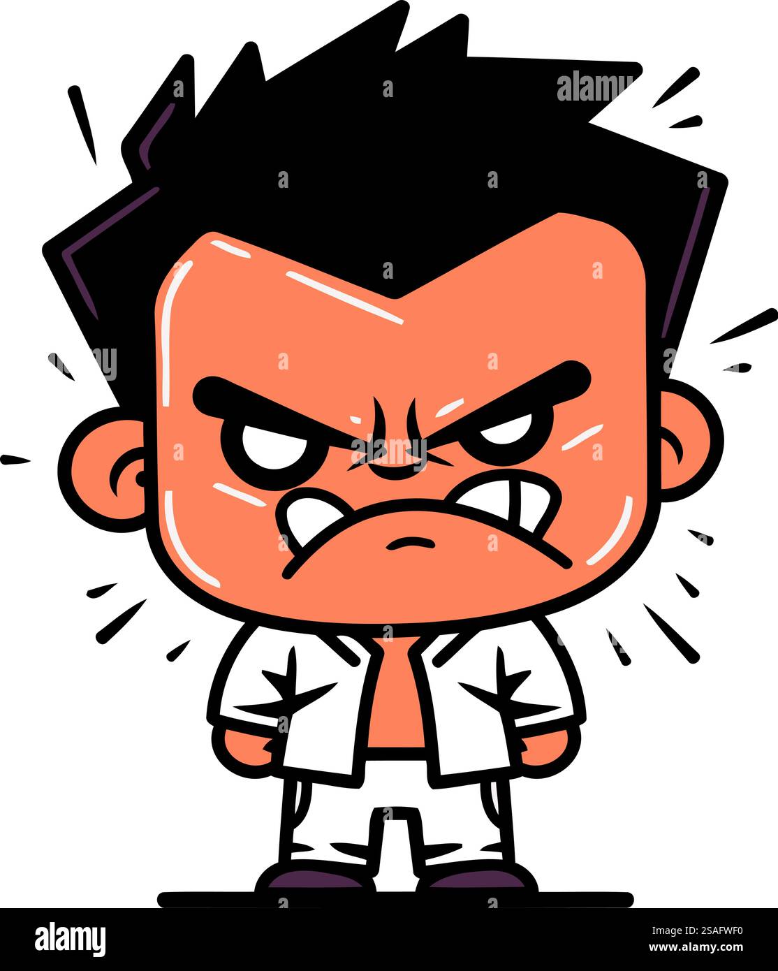 Angry Cartoon Man Vector Illustration. Cute Cartoon Man Character Stock ...
