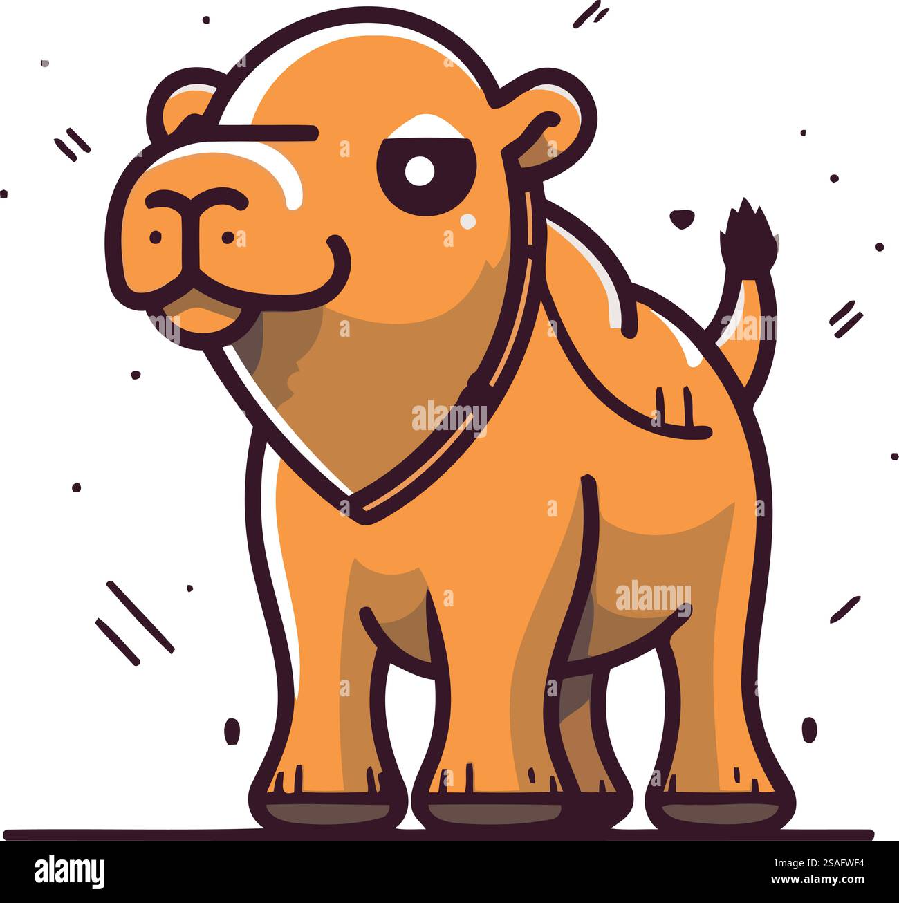 Cute cartoon camel. Vector illustration in flat style on white ...