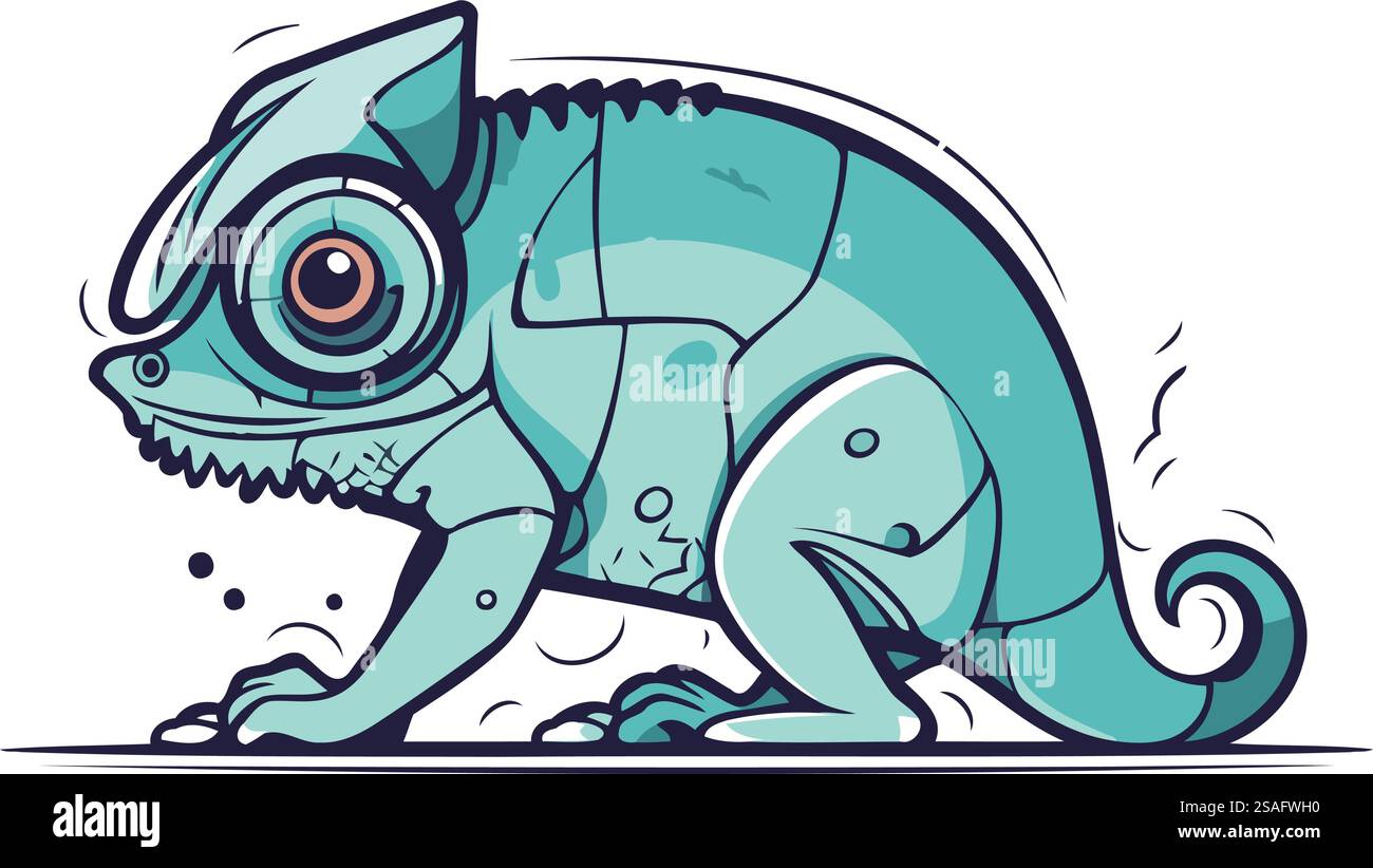 Cartoon chameleon on a white background. Vector illustration Stock ...