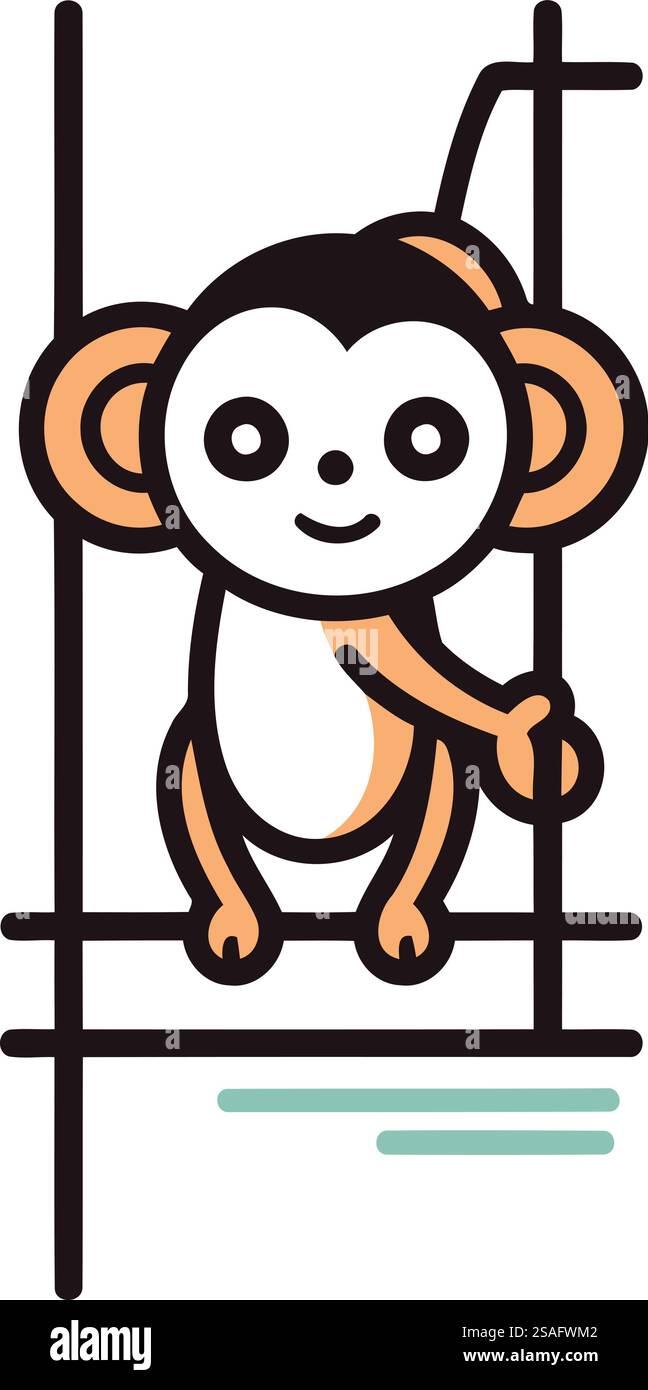 Monkey in a cage icon. Vector illustration in flat style Stock Vector ...