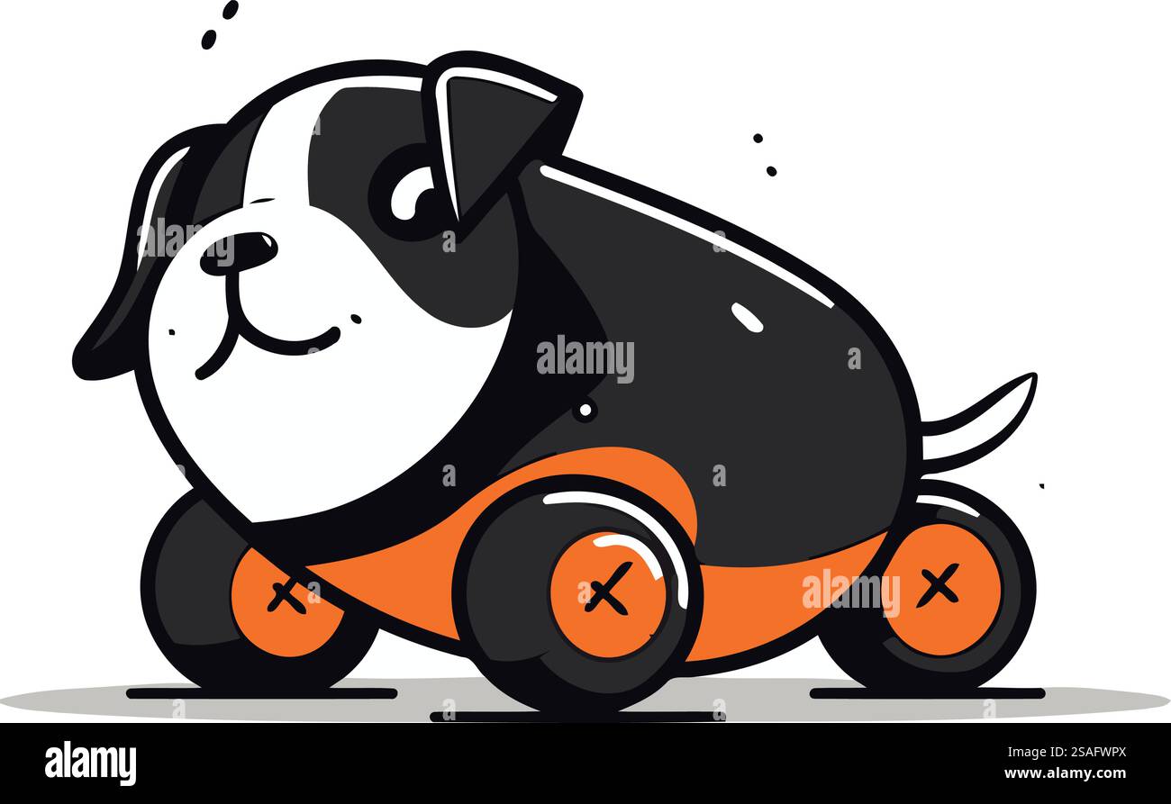 Cute cartoon dog on wheels. Vector illustration in cartoon style Stock ...