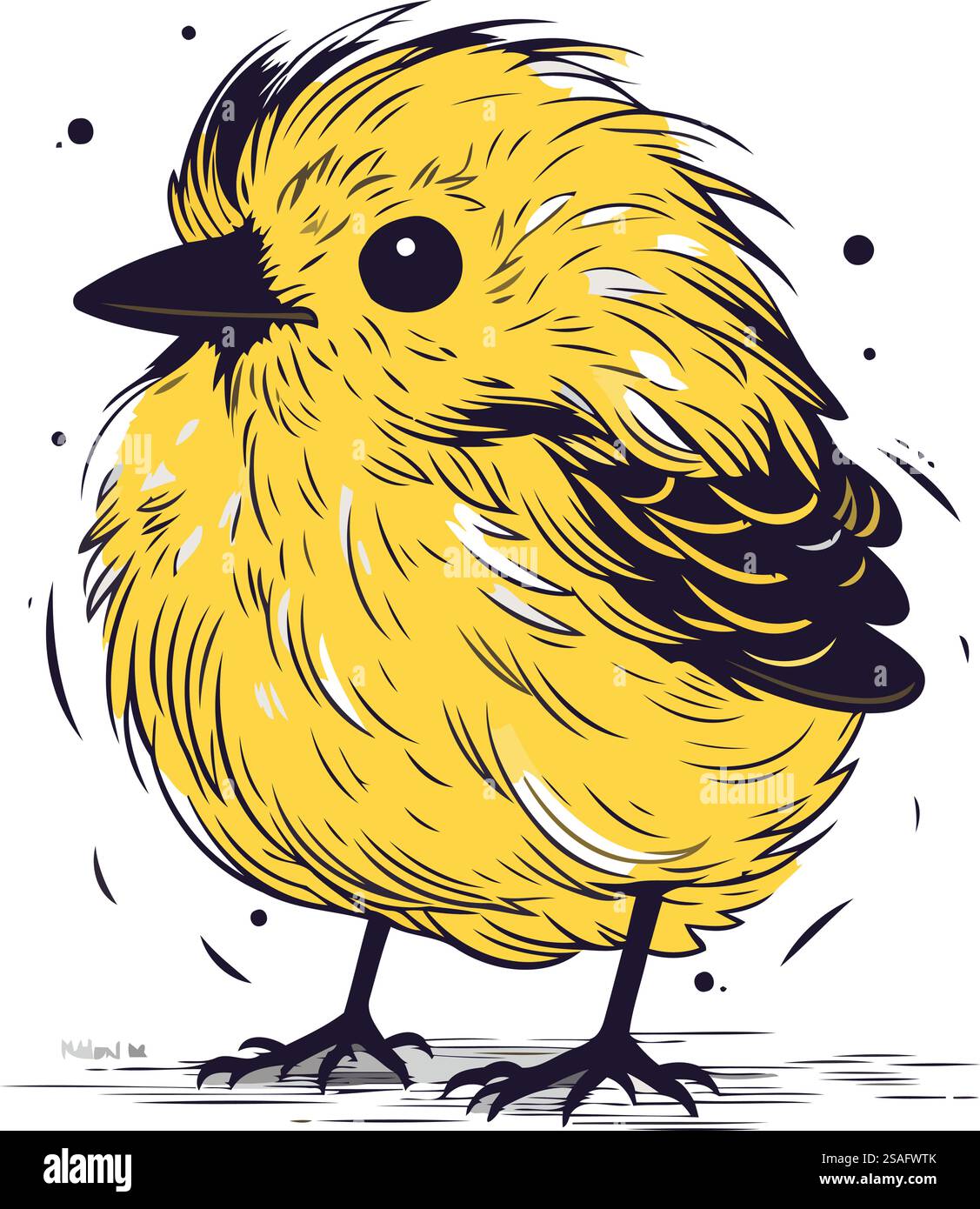 Cute little yellow bird. sketch for your design. Vector illustration ...