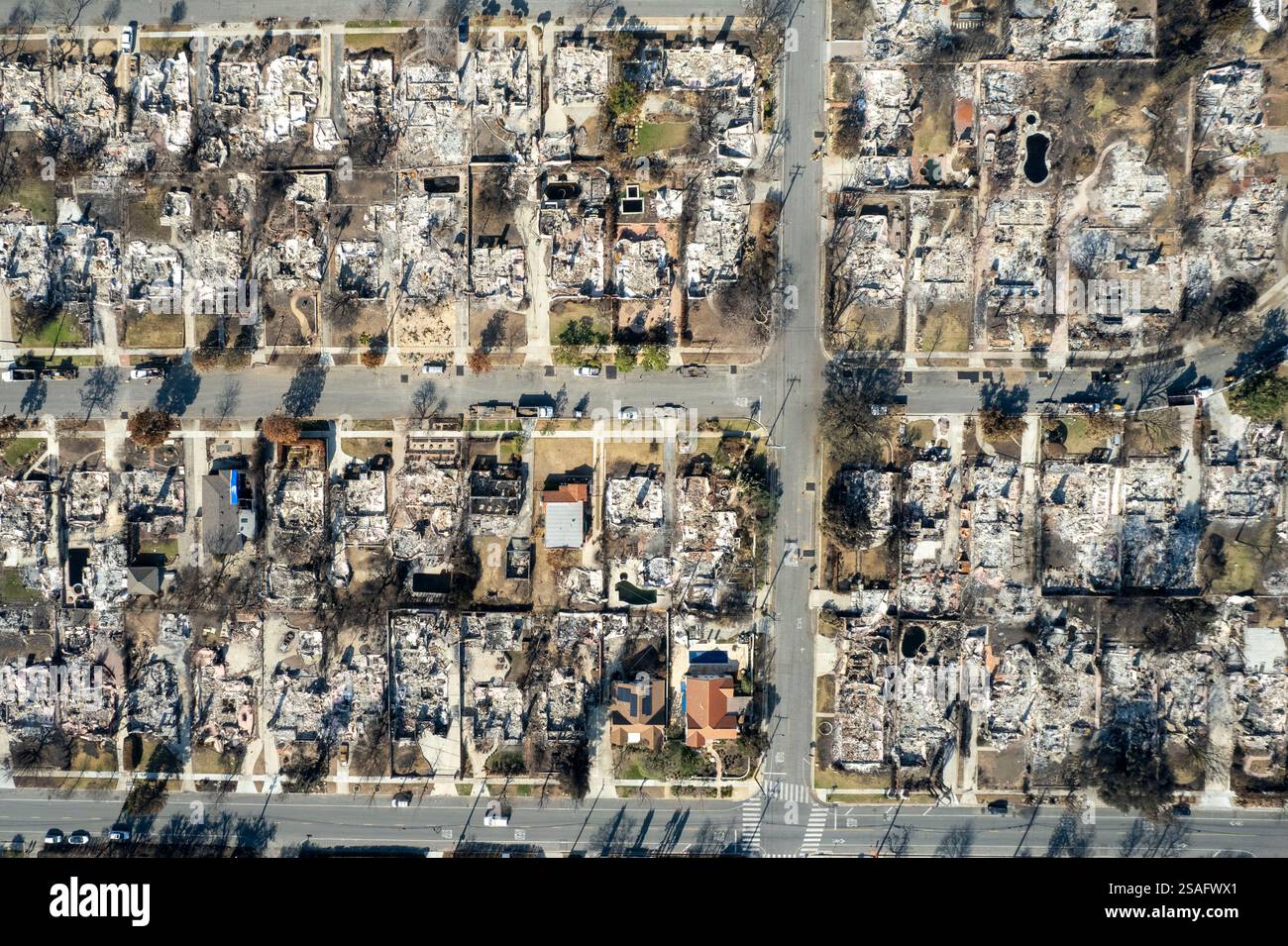 (EDITORS NOTE: Image taken with drone) A drone captures structures ...