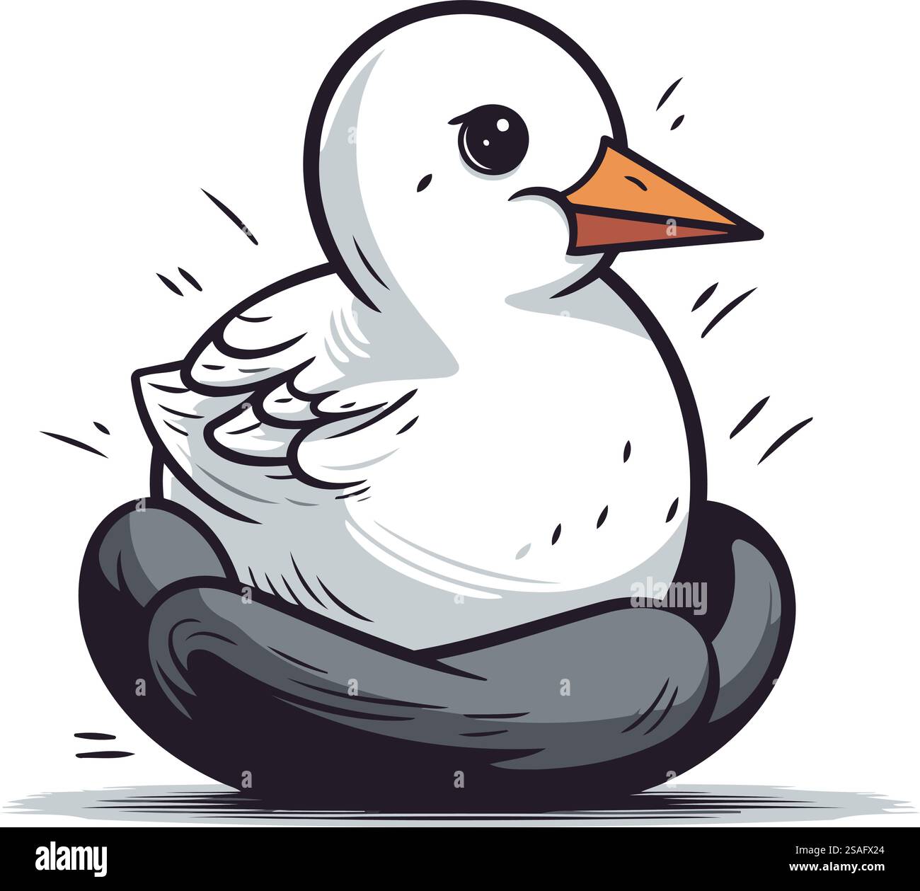 Vector illustration of a white duck sitting in a lotus position Stock ...