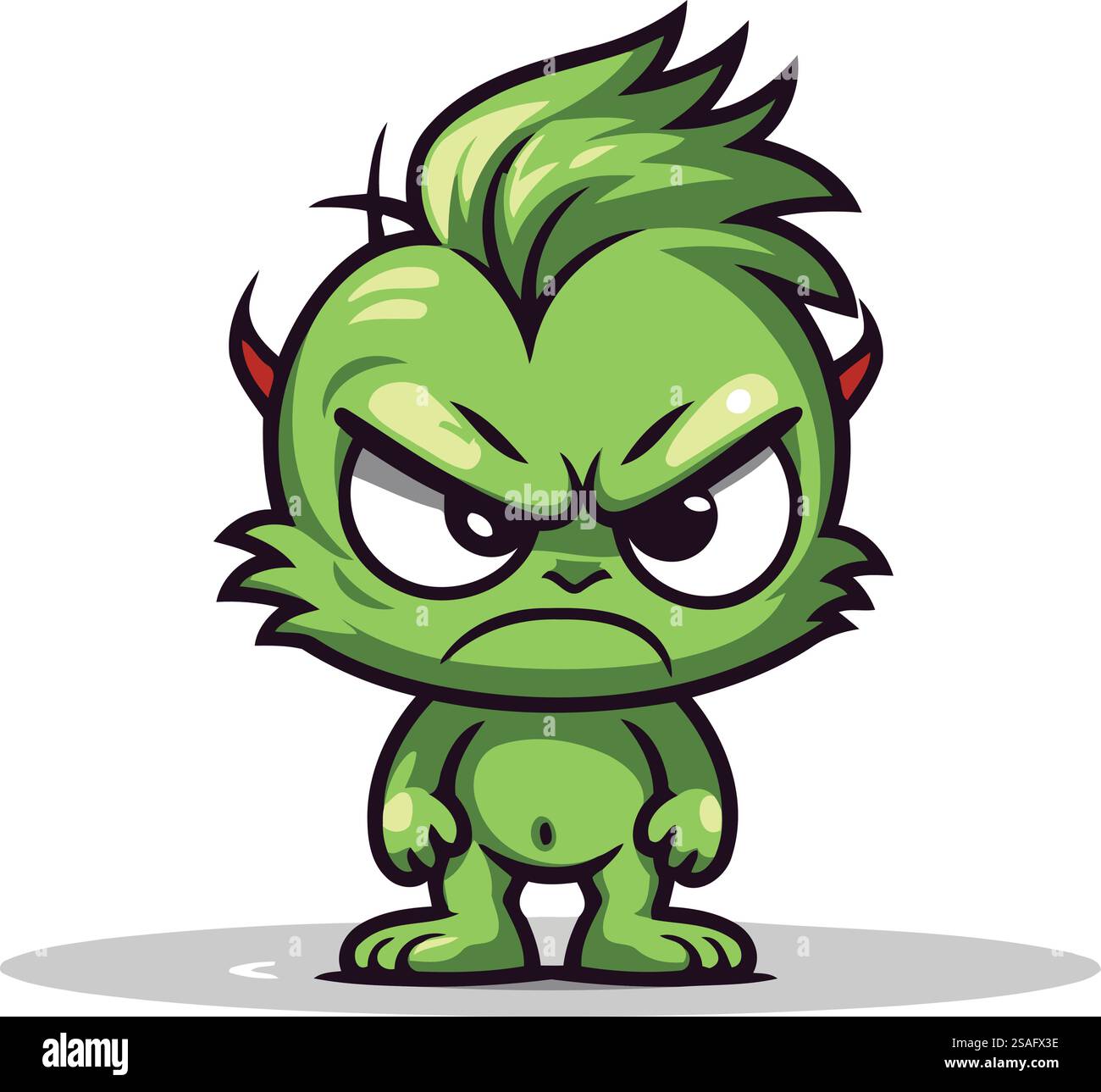 Angry Green Monster Cartoon Mascot Character Vector Illustration Stock ...