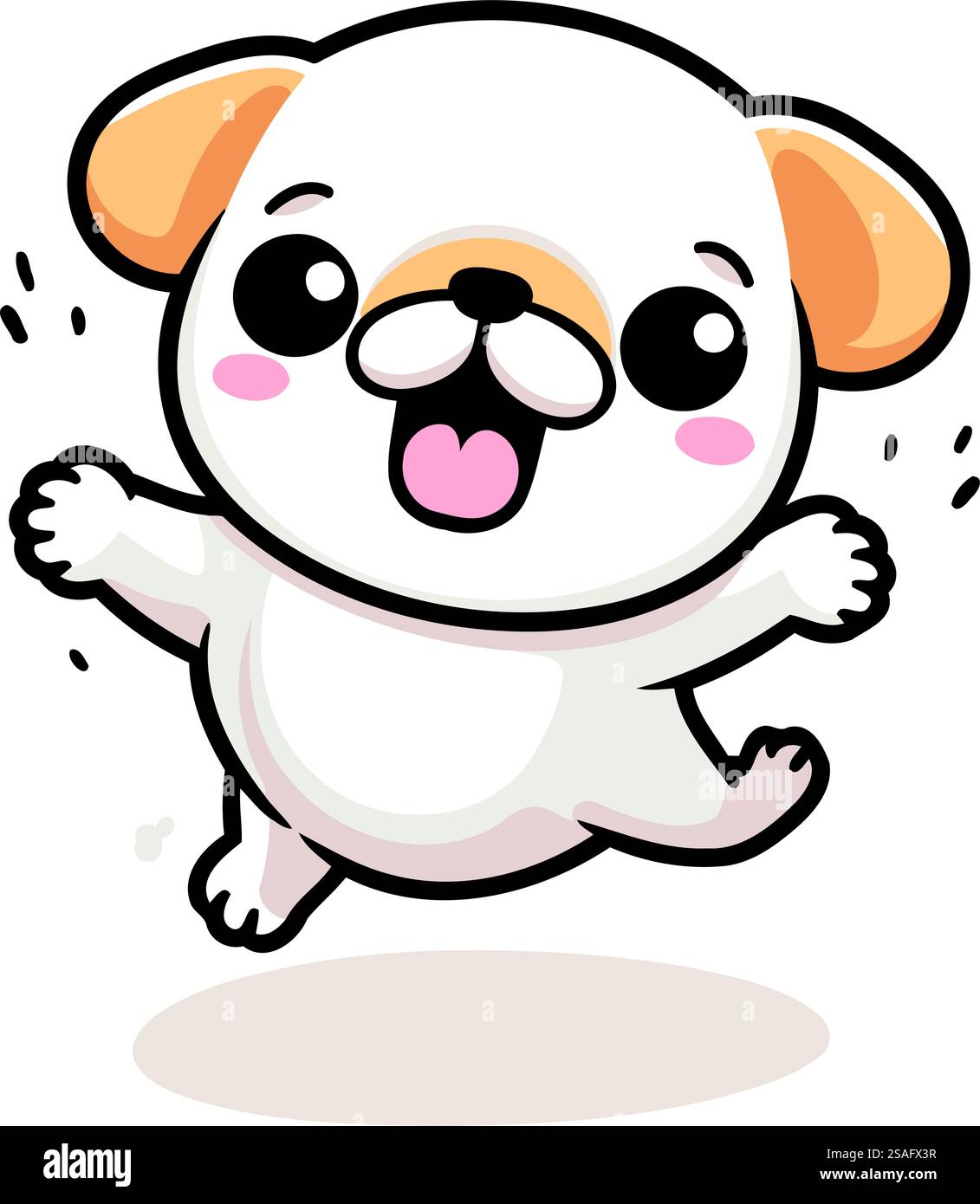 Cute cartoon dog running. Vector illustration. Isolated on white ...