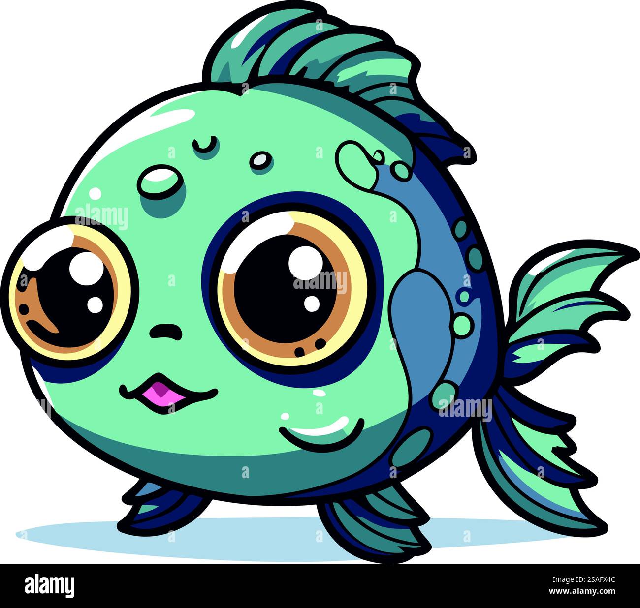 Cute cartoon fish character. Vector illustration isolated on white ...