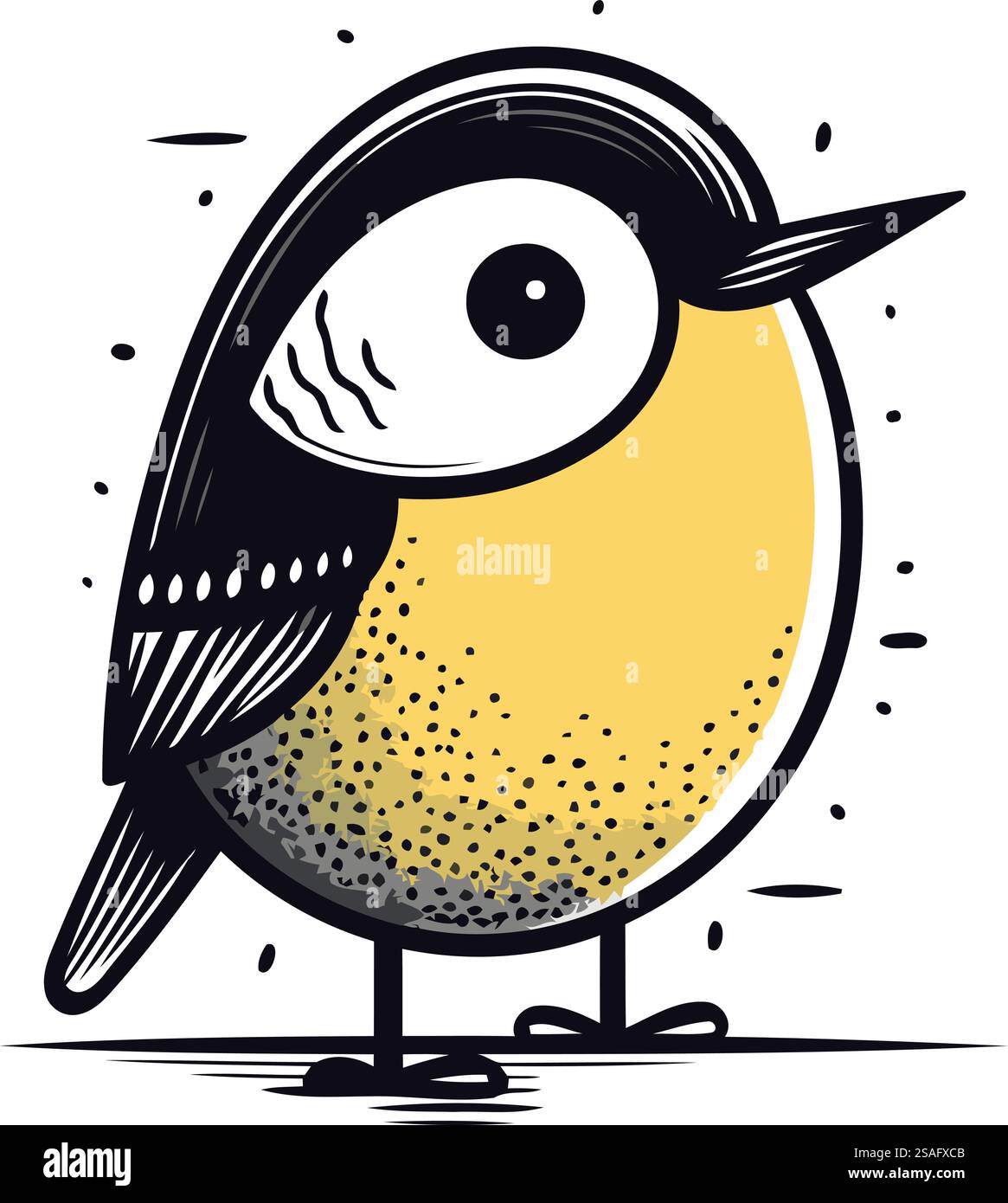 Cute little bird. Hand drawn vector illustration in cartoon style Stock ...