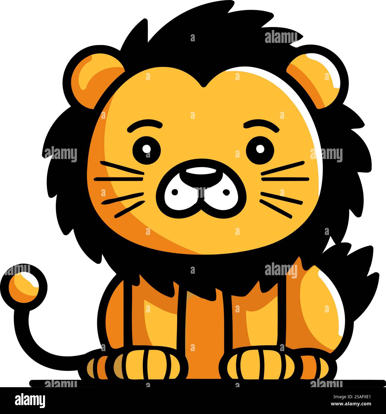 Cute cartoon lion character. Vector illustration isolated on white ...