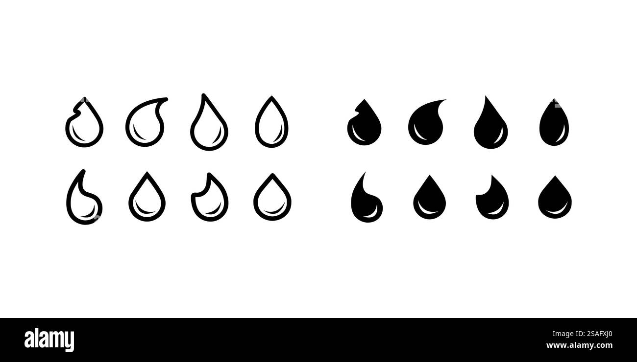 Collection of drop shapes. Drop icons. Drop symbols isolated on a white ...