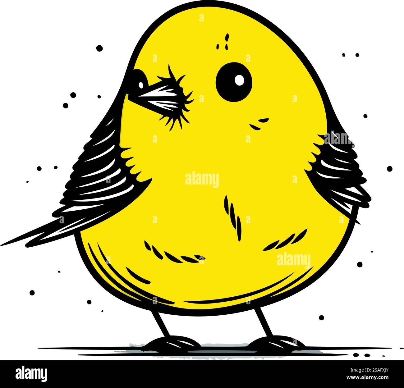 Vector illustration of cute little yellow bird. Isolated on white ...