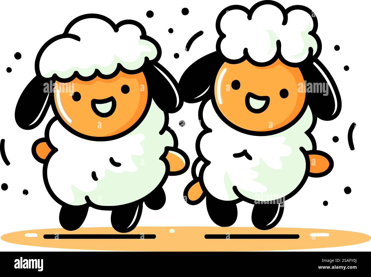 Cute sheep couple. Vector illustration. Isolated on white background ...