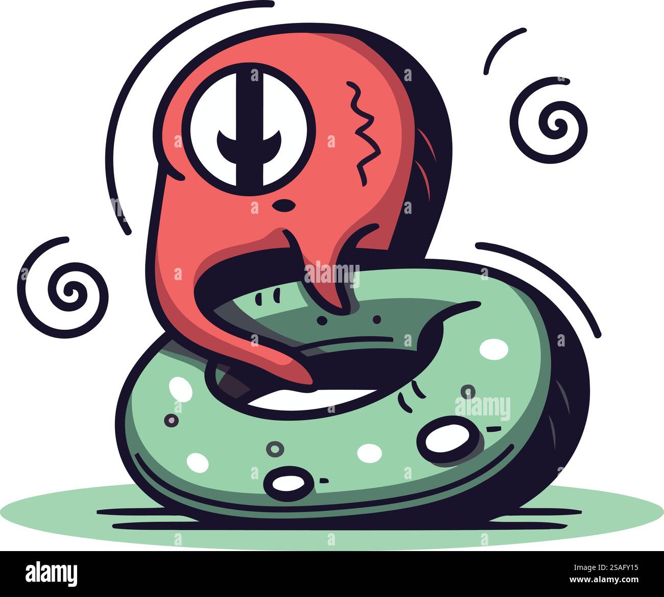 Cartoon monster with donut. Vector illustration in a flat style Stock ...