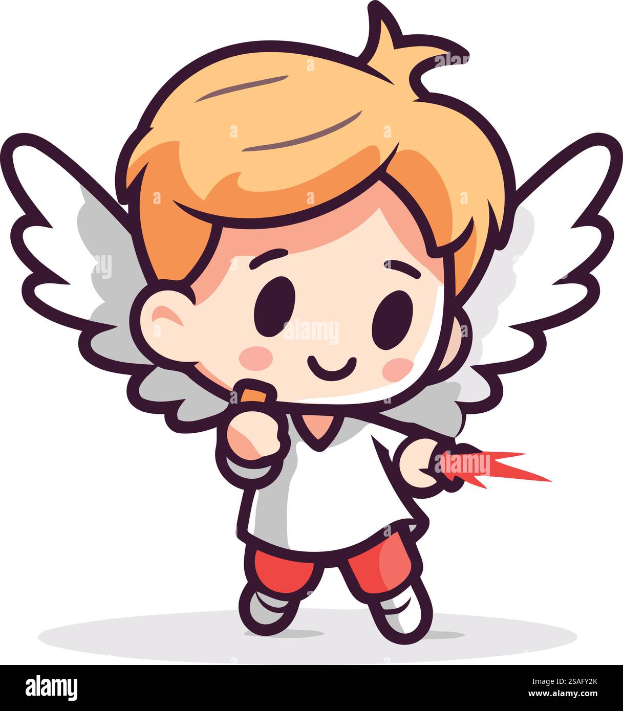 Cute cupid with angel wings. Vector cartoon character illustration ...