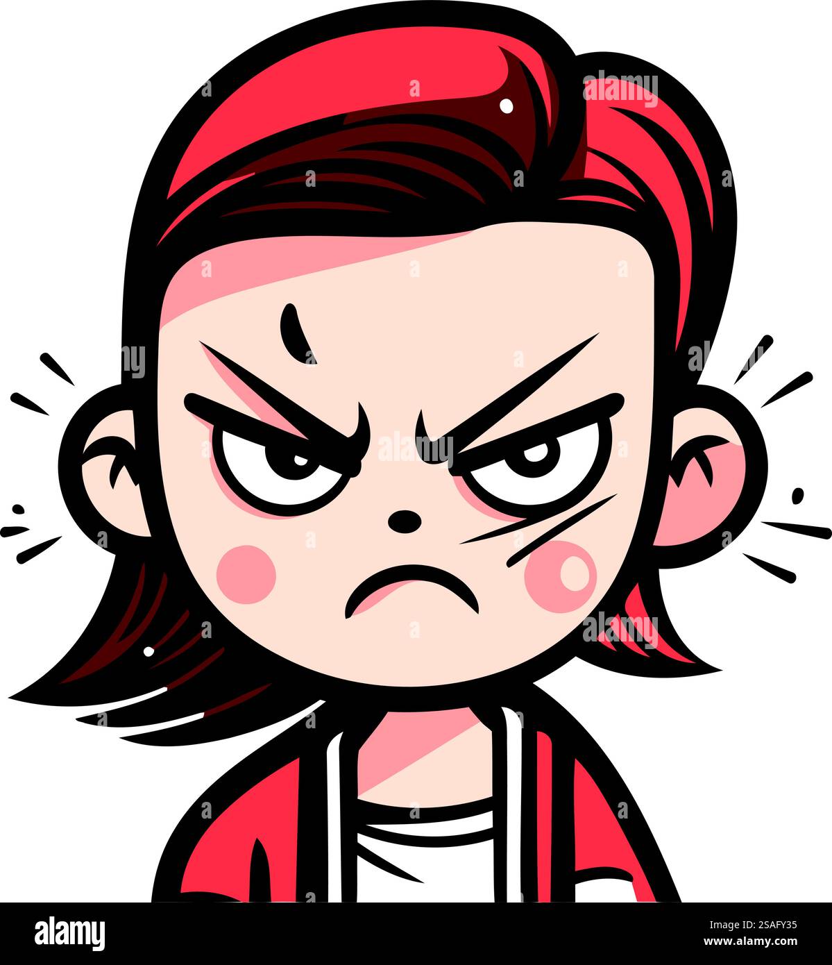 Angry Girl Cartoon Vector Illustration. Isolated on White Background ...