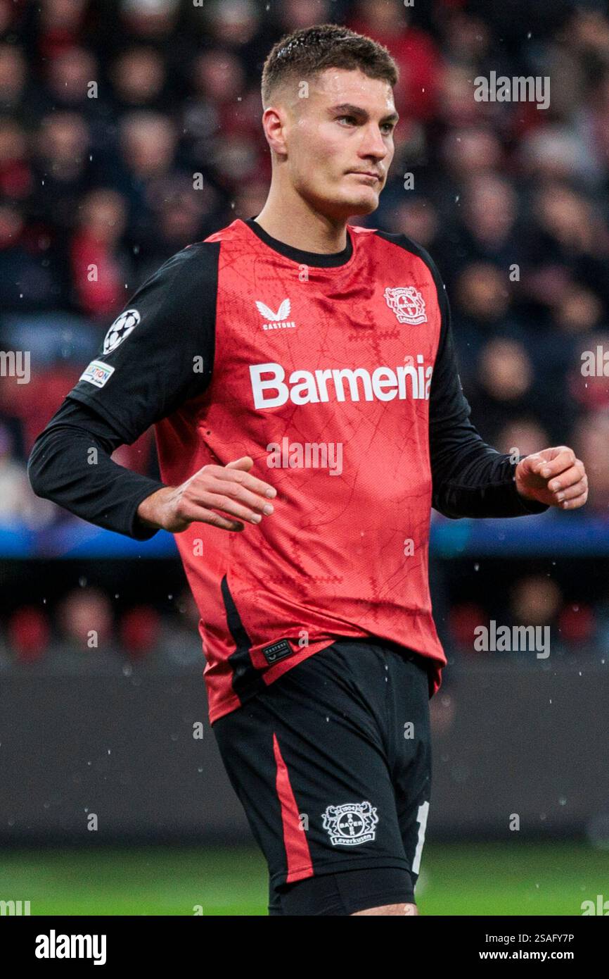 Leverkusen, Deutschland. 29th Jan, 2025. Patrik Schick (Bayer 04 Leverkusen, #14). UEFA ...