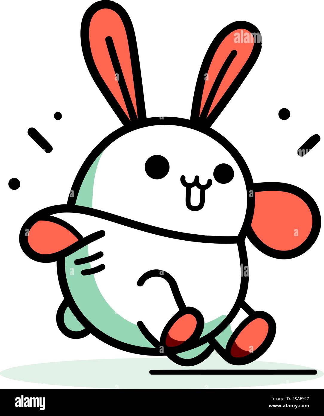 Easter bunny running. Cute cartoon character. Vector illustration Stock ...