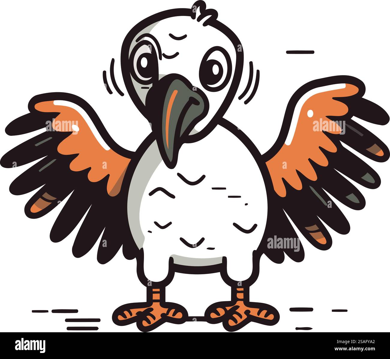 Cute cartoon parrot with open wings. Vector clip art Stock Vector Image ...