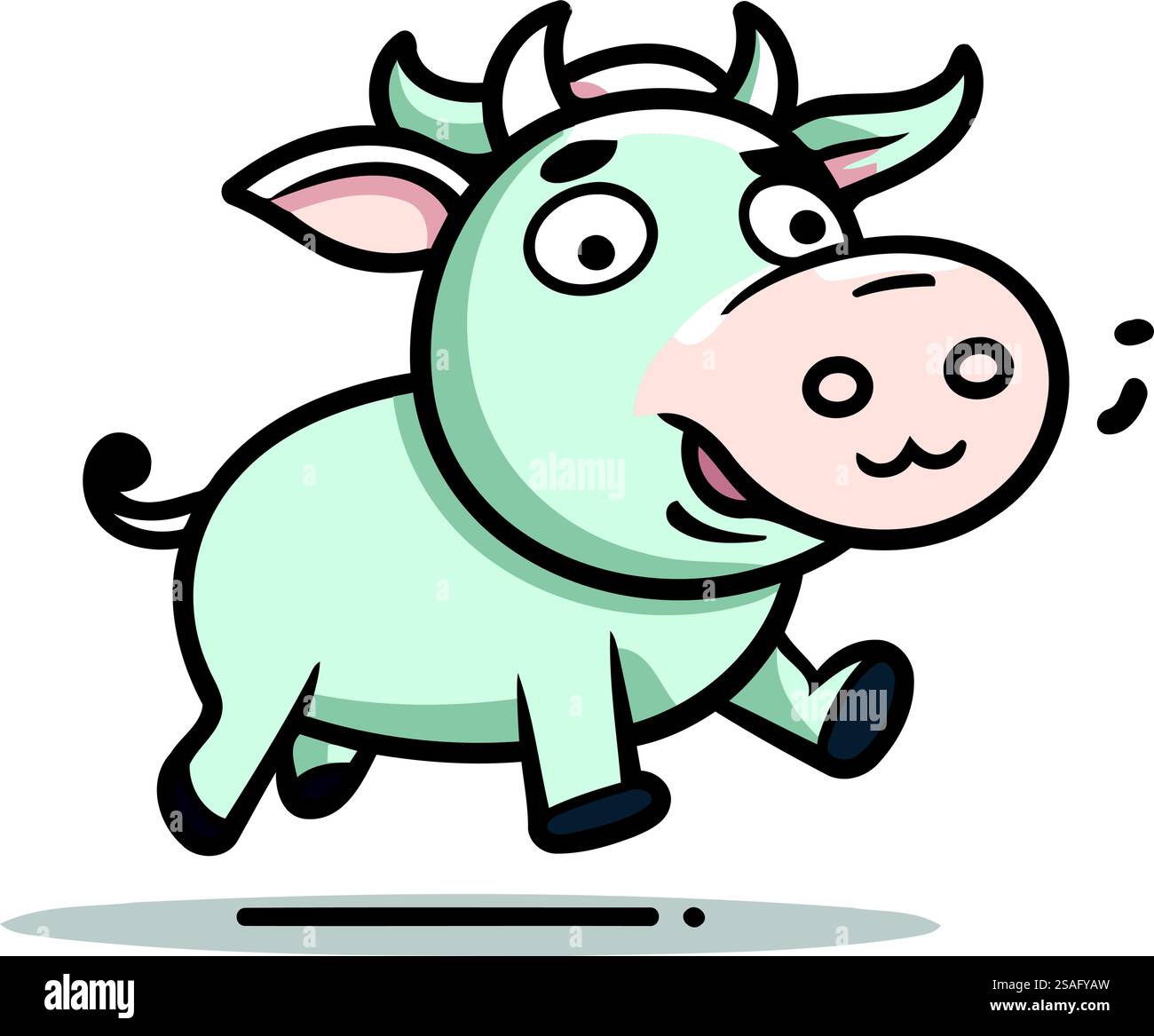 Cute Cartoon Cow Running Vector Illustration. Farm Animal Character ...