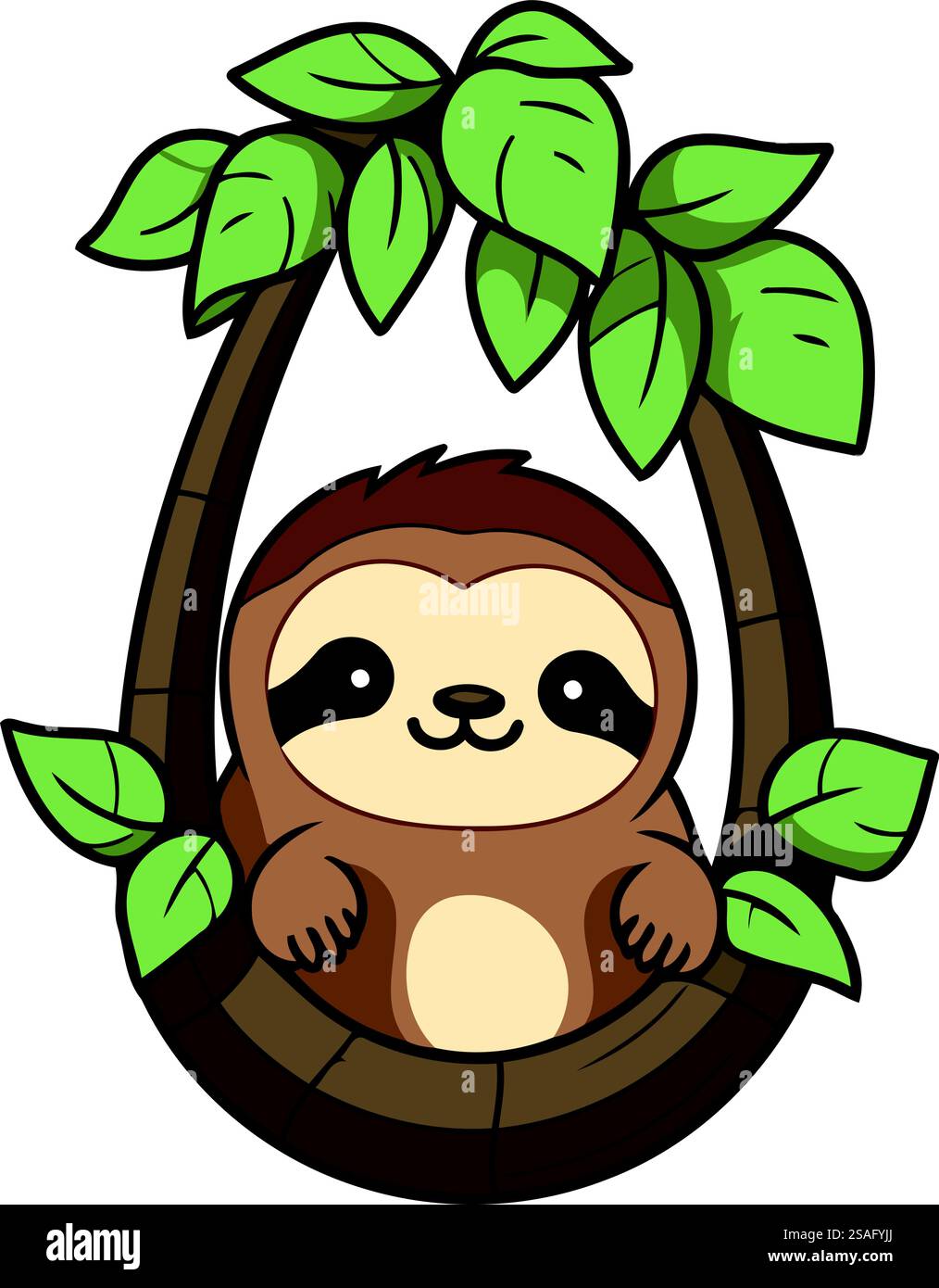 cute sloth animal cartoon in the jungle vector illustration graphic ...