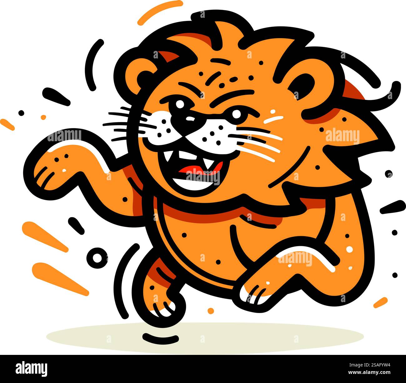Cartoon tiger running. Vector illustration. Isolated on white ...