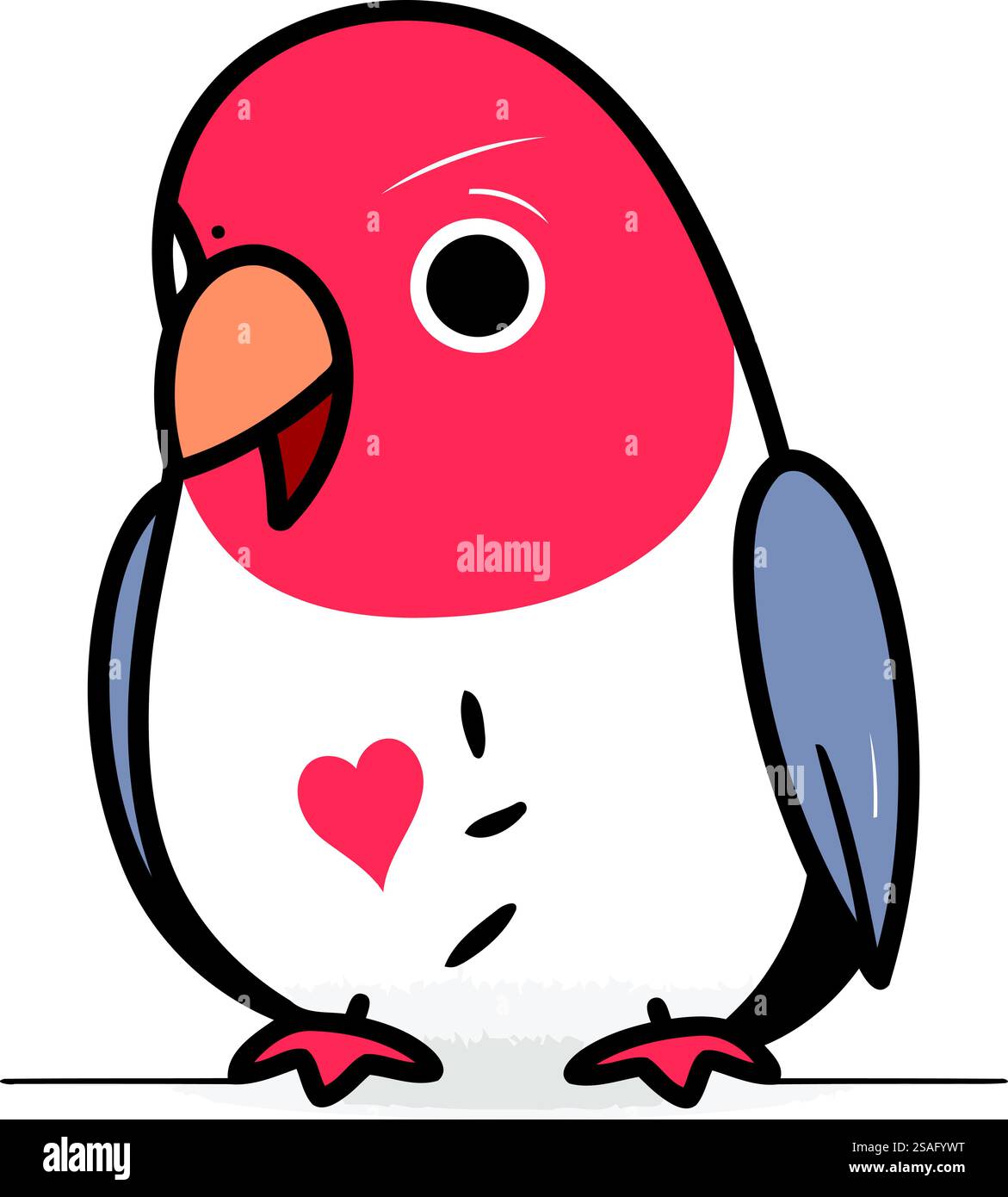 Cute parrot with heart in its beak. Vector illustration Stock Vector ...