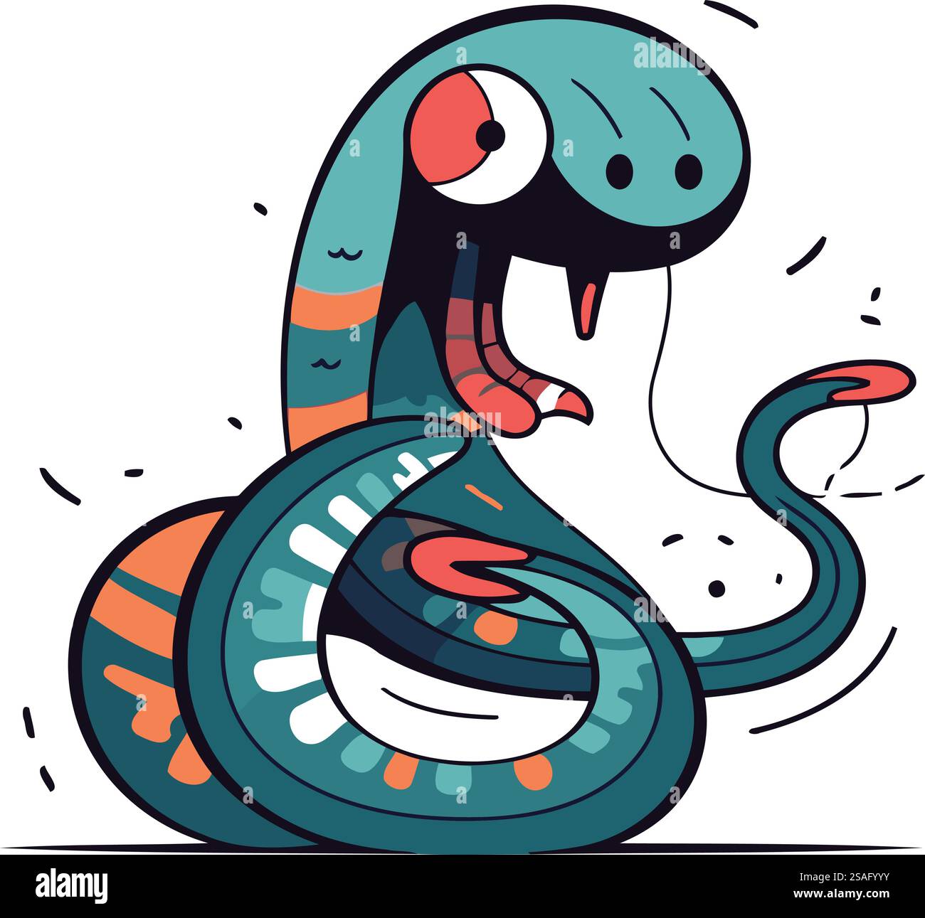 Cartoon snake. Vector illustration isolated on white background. Funny ...