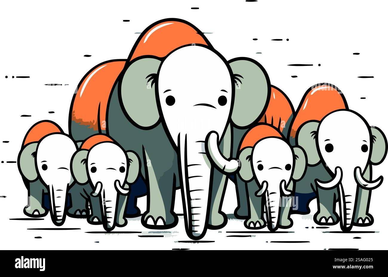 Elephants family. Hand drawn vector illustration for your design Stock ...