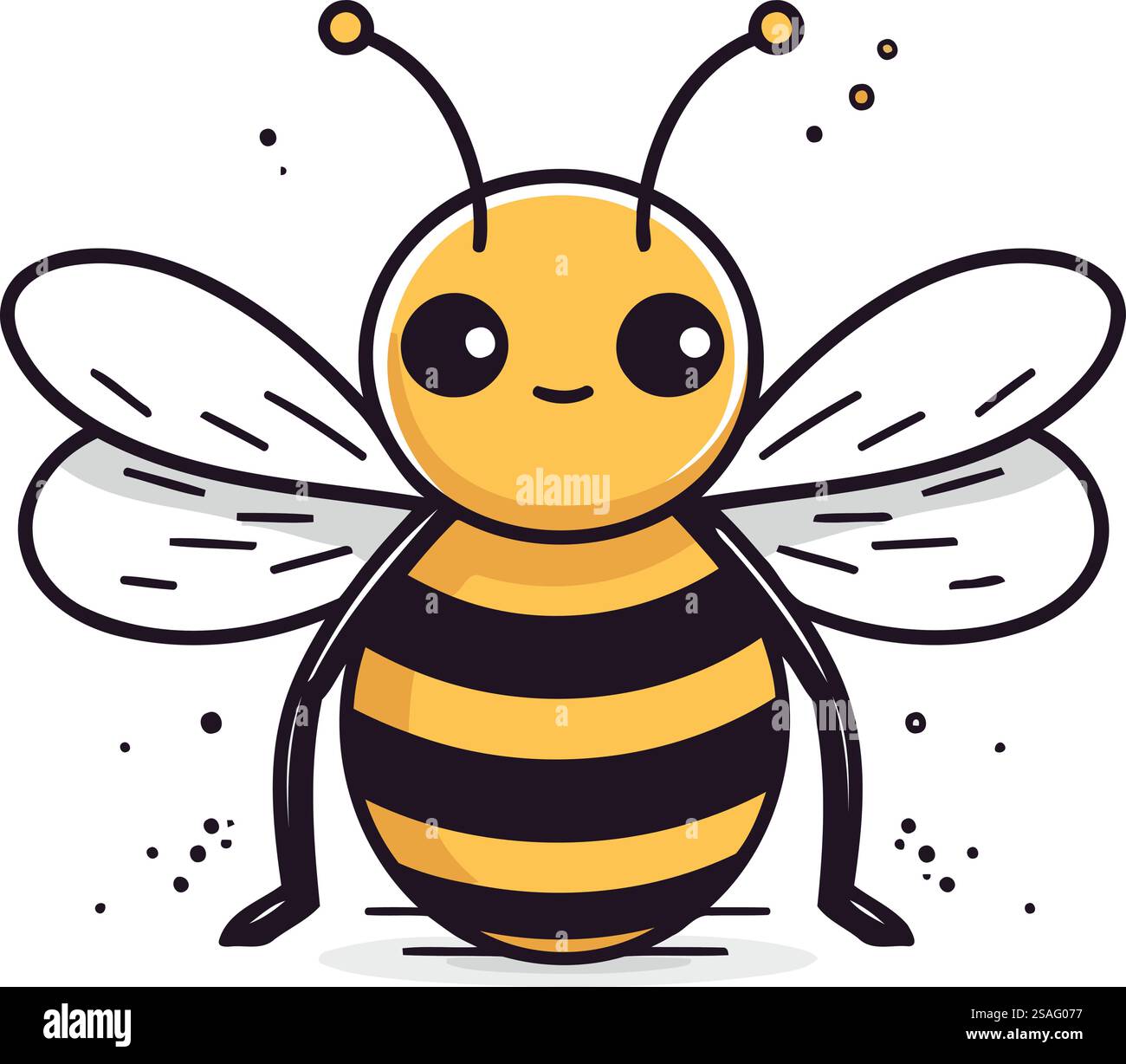 Cute cartoon bee. Vector illustration. Isolated on white background ...