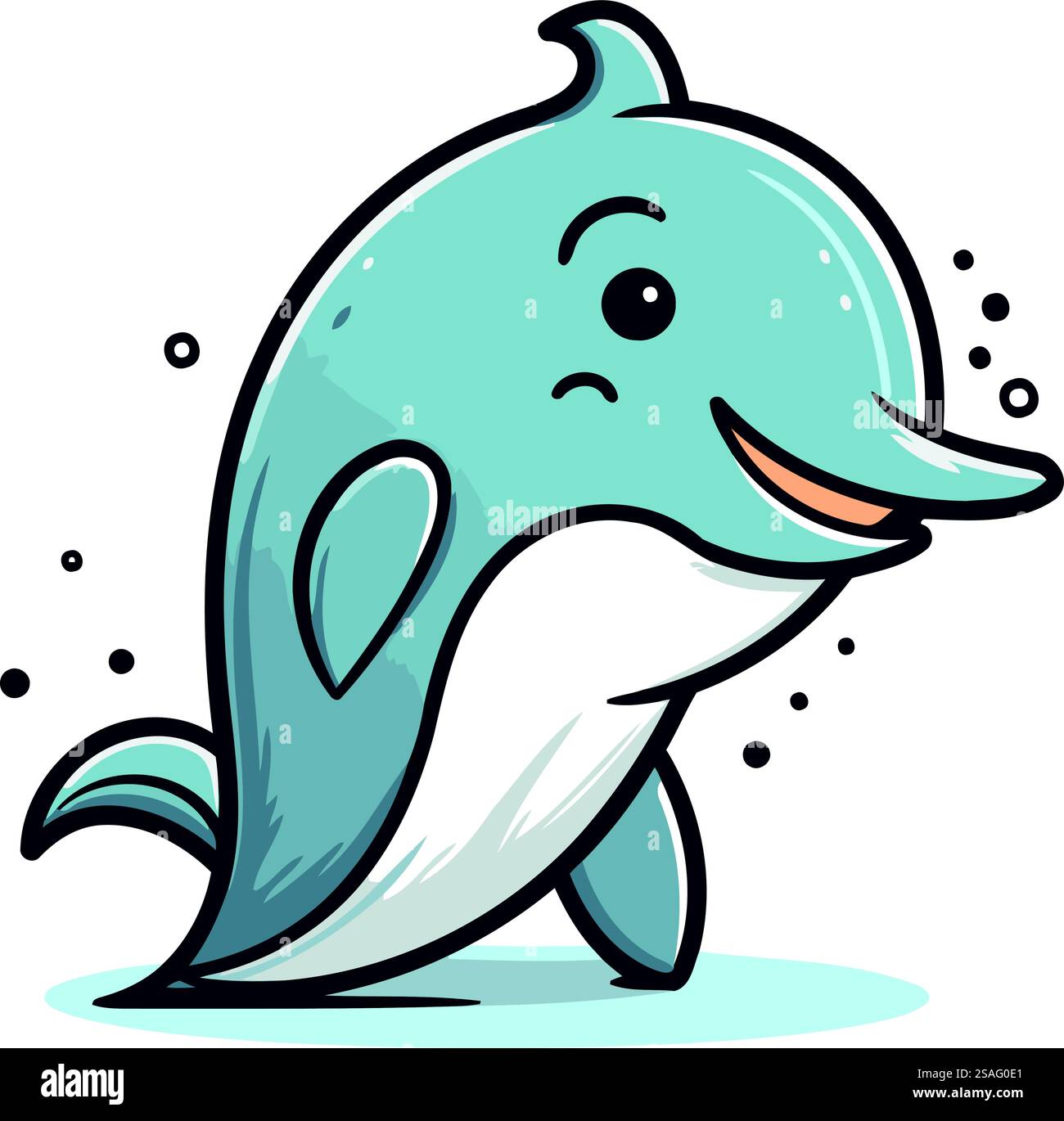 Cute cartoon dolphin. Vector illustration of a cute little dolphin ...