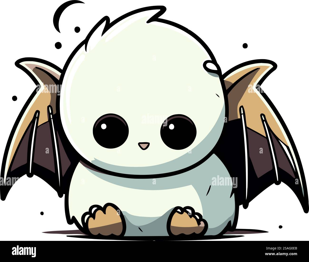 Cute cartoon monster with wings isolated on white background. Vector ...