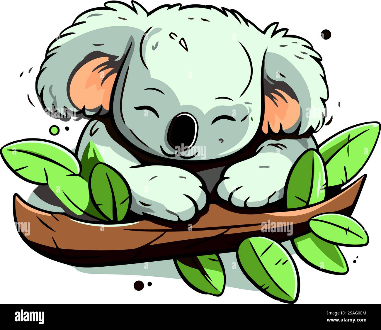 Cute cartoon koala sleeping on a branch. Vector illustration Stock ...