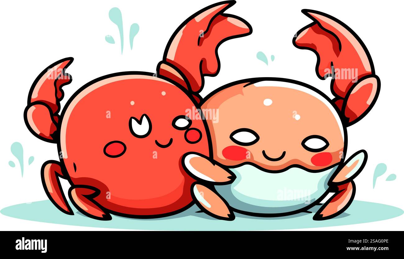 Cute cartoon crab character. Vector illustration. Isolated on white ...