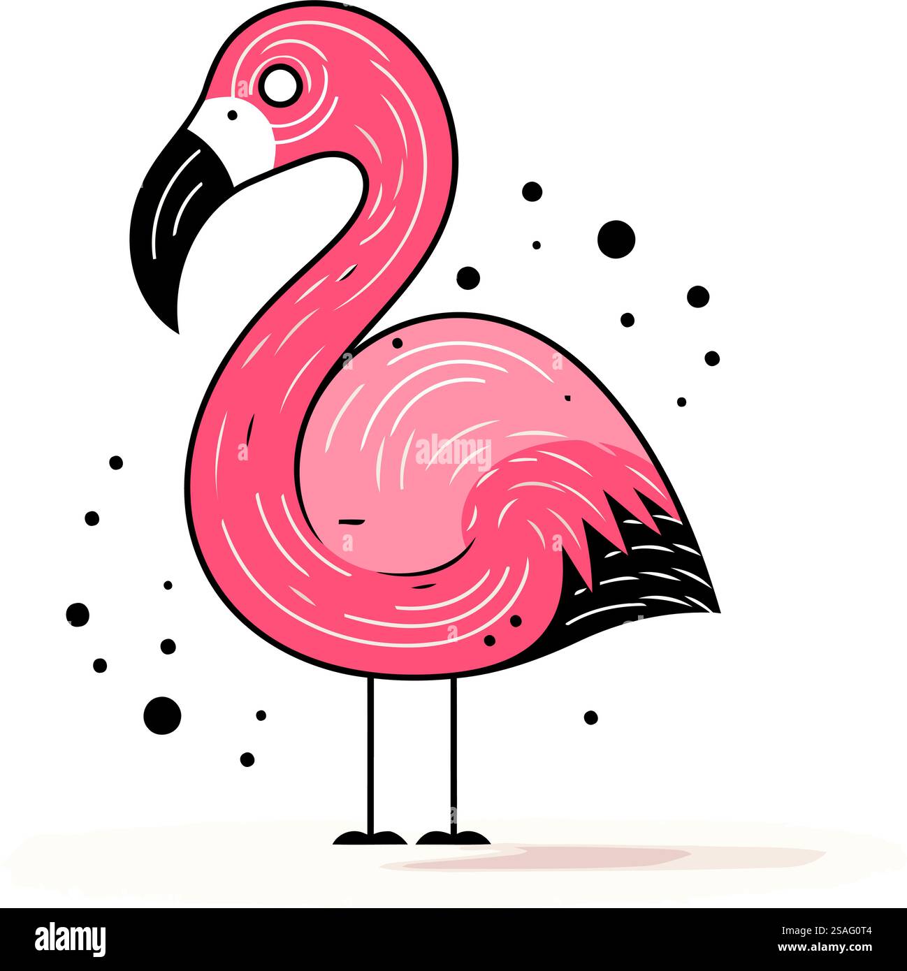 Flamingo doodle. Vector illustration. Isolated on white background ...