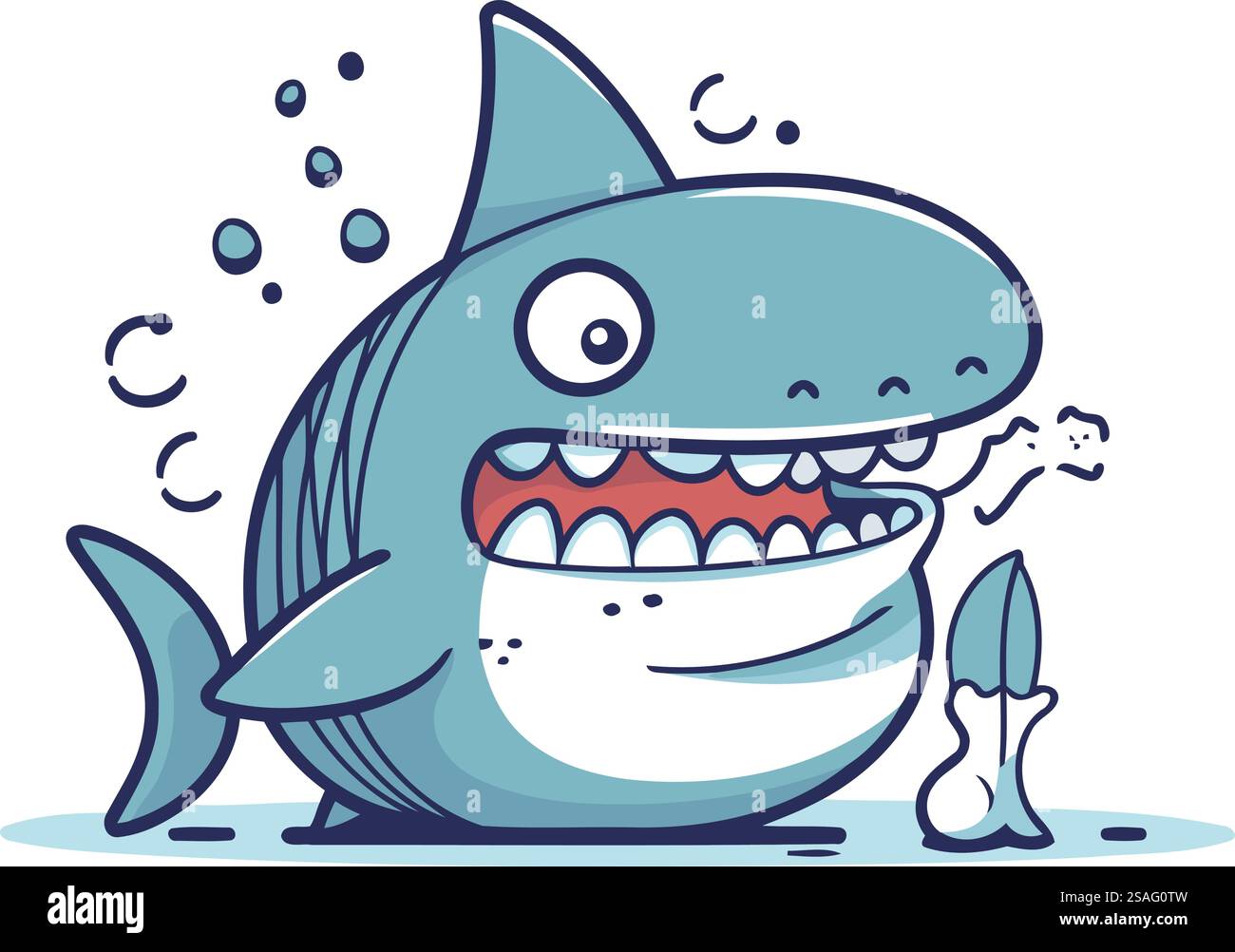 Cartoon funny shark. Vector illustration of a cute cartoon shark ...