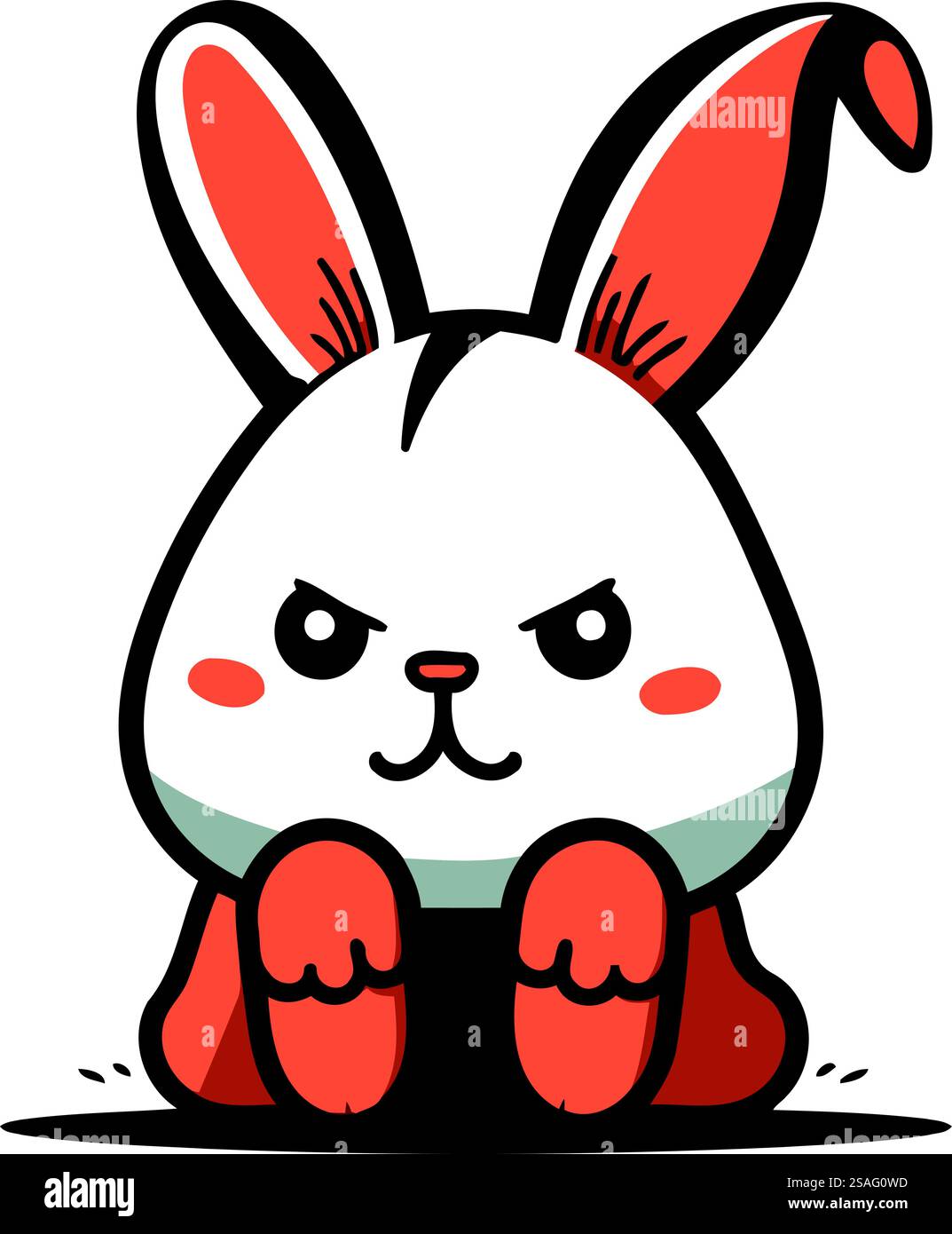 Cute cartoon rabbit sitting on a white background. Vector illustration ...