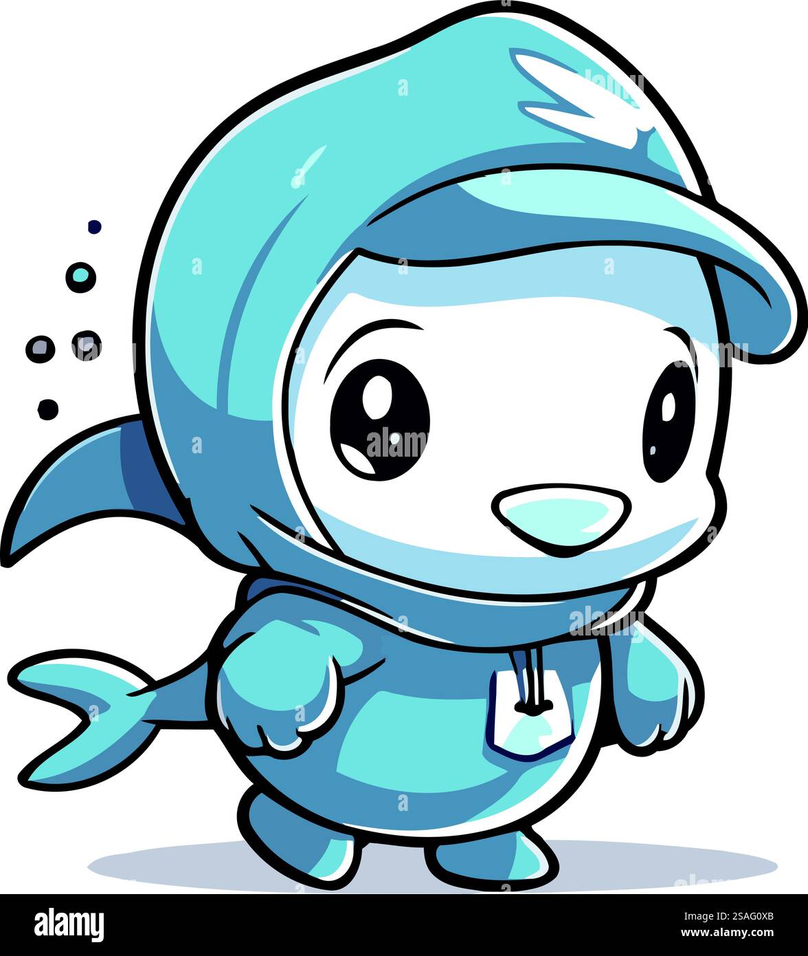 Cute cartoon penguin in a blue cap. Vector illustration Stock Vector ...