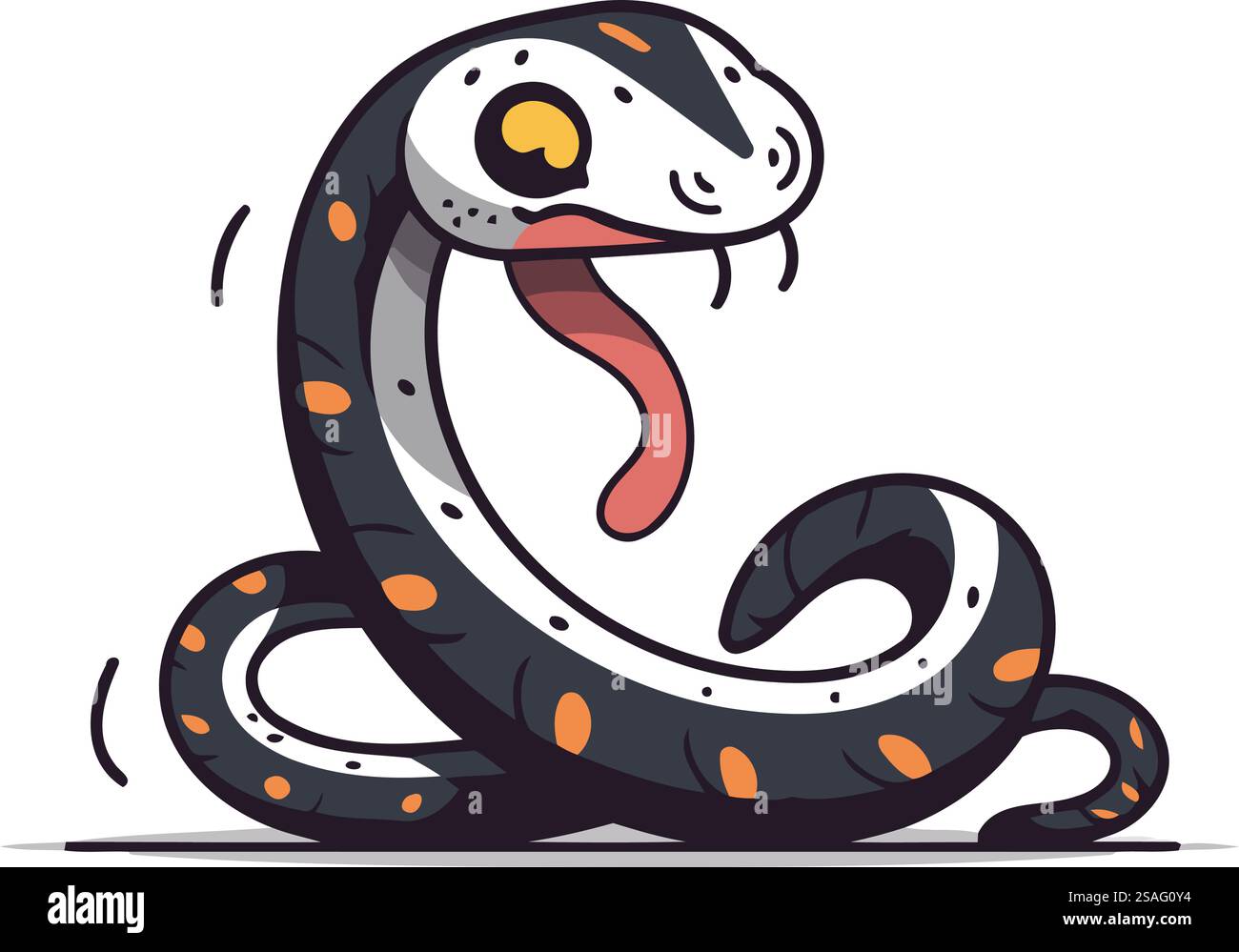 Cute cartoon snake. Vector illustration. Isolated on white background ...