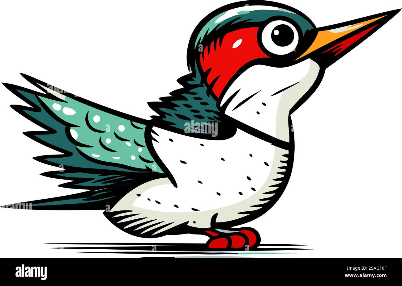 Flying woodpecker isolated on white background. Cartoon vector ...