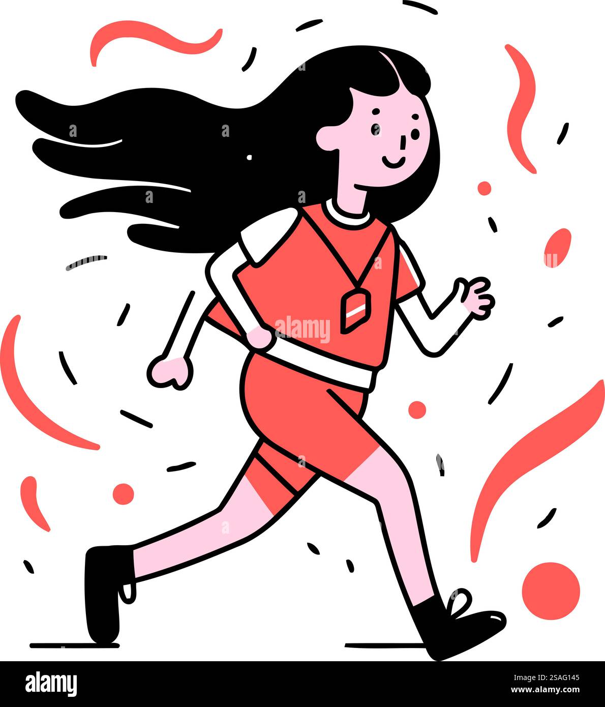 Running woman in sportswear. Female character jogging. Vector ...