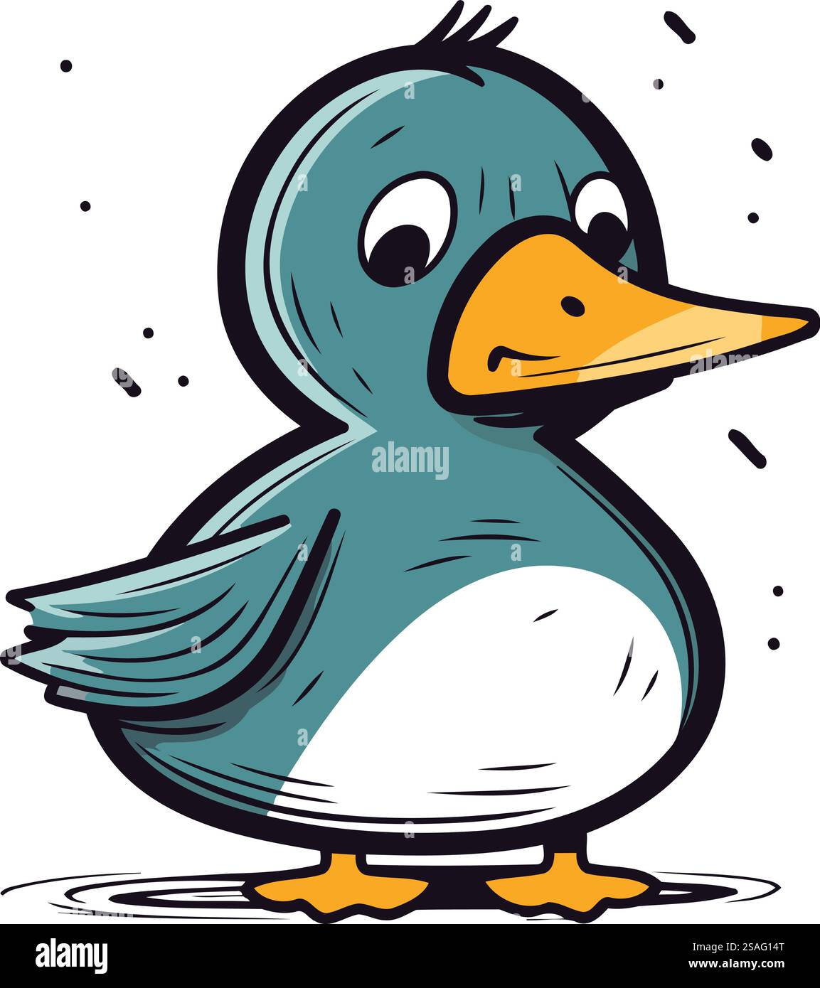 Cute cartoon duck. Vector illustration isolated on a white background ...