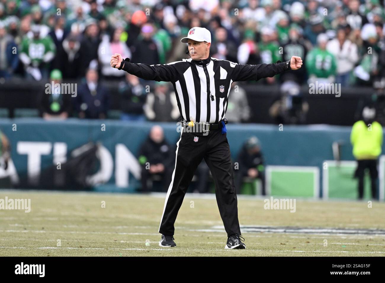 January 26, 2025, Philadelphia PA; NFL referee Shawn Hochuli (83 ...