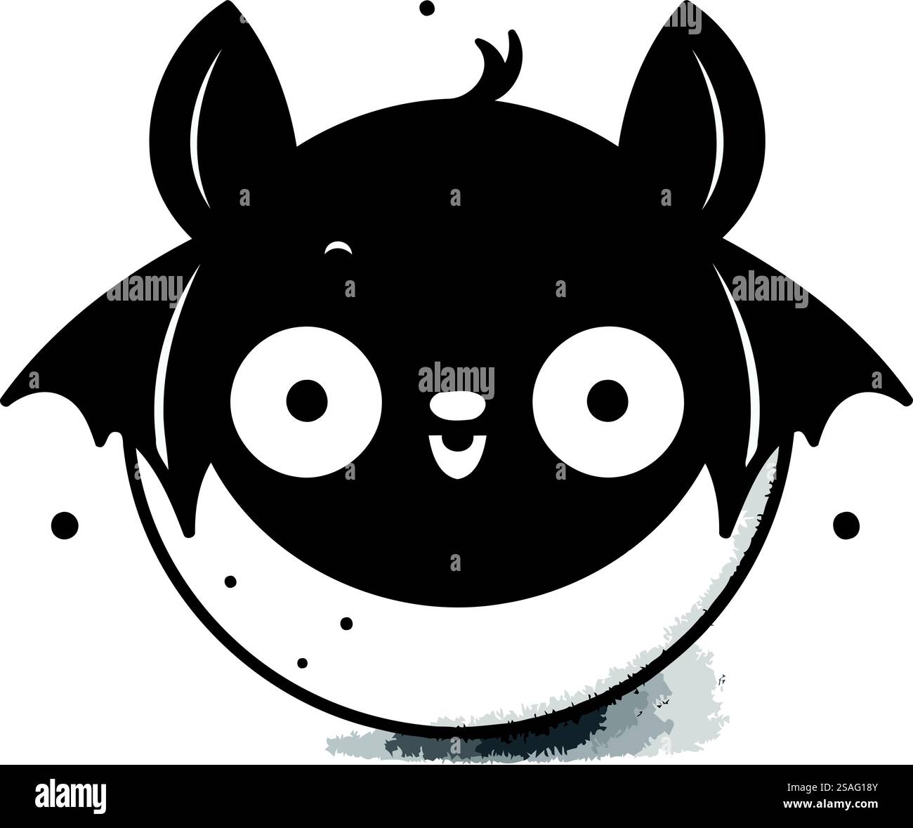 Cute cartoon bat. Hand drawn black and white vector illustration Stock ...