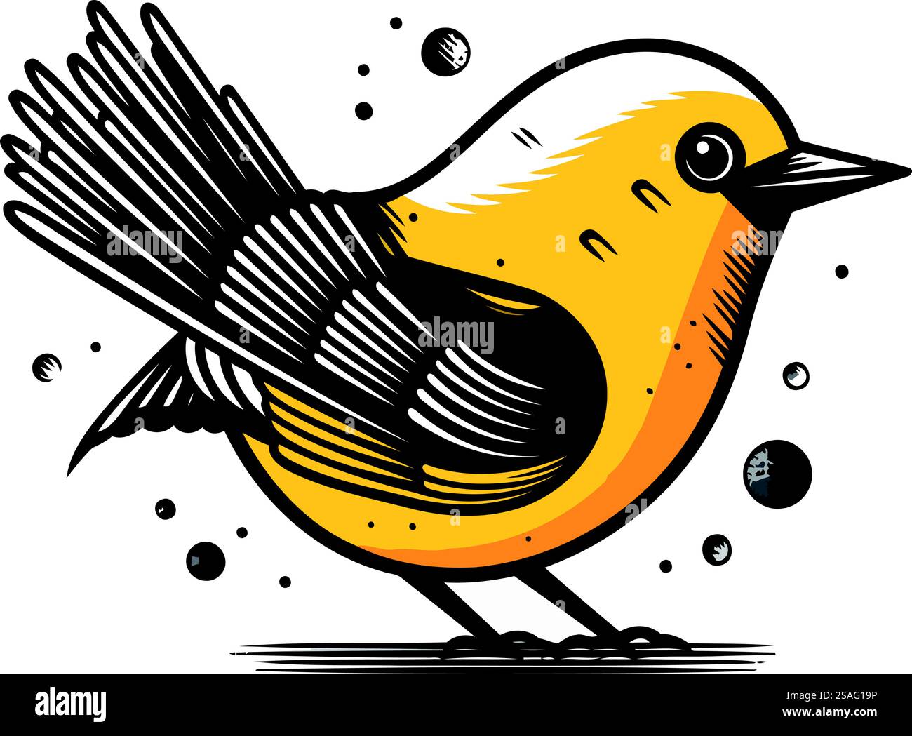 Illustration of a small bird on a white background. Vector illustration ...