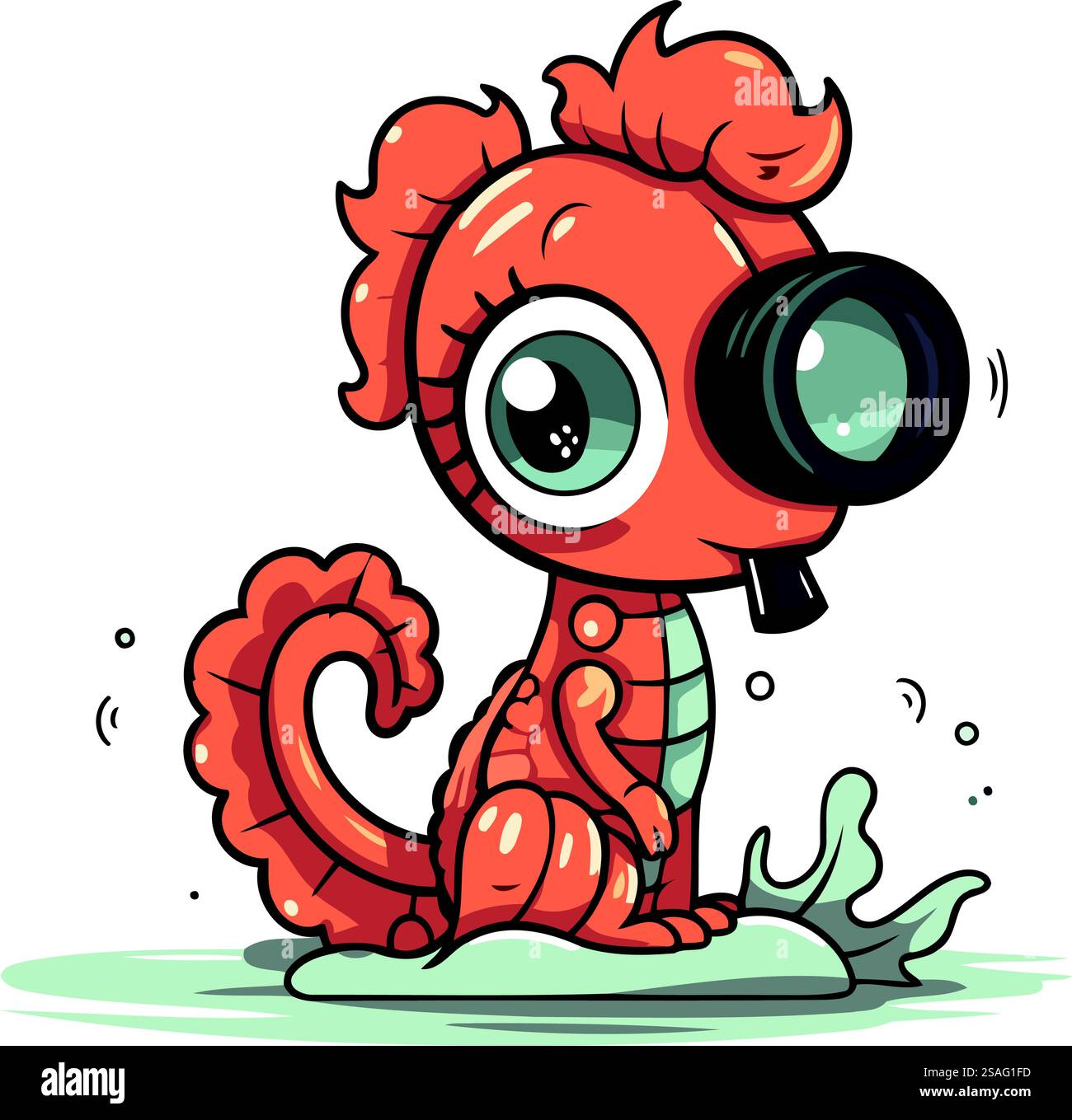Cute cartoon octopus with binoculars. Vector illustration Stock Vector ...