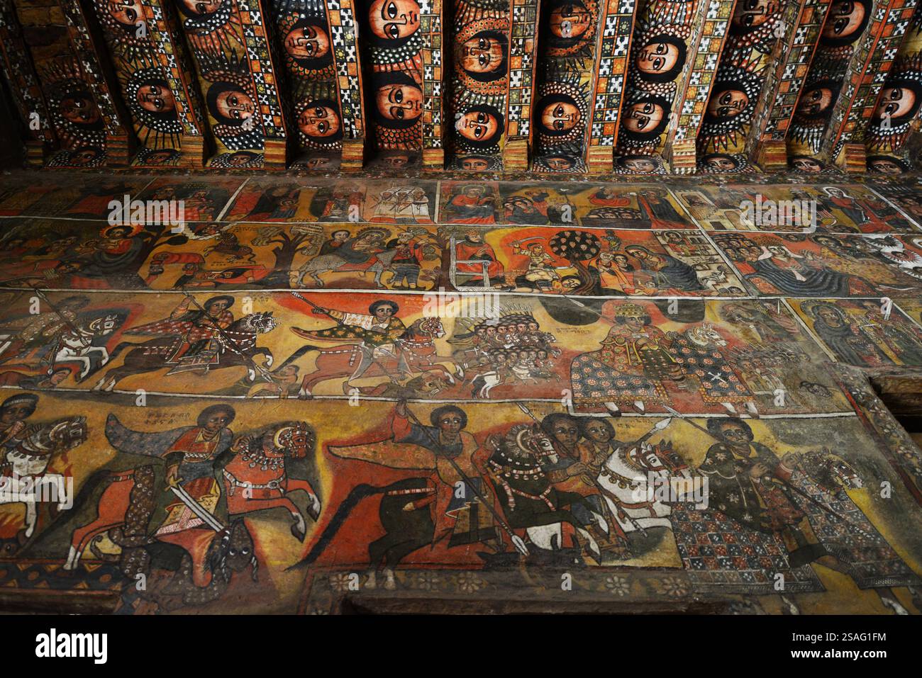 The Hundreds of angels ceiling painting inside the Debre Birhan ...