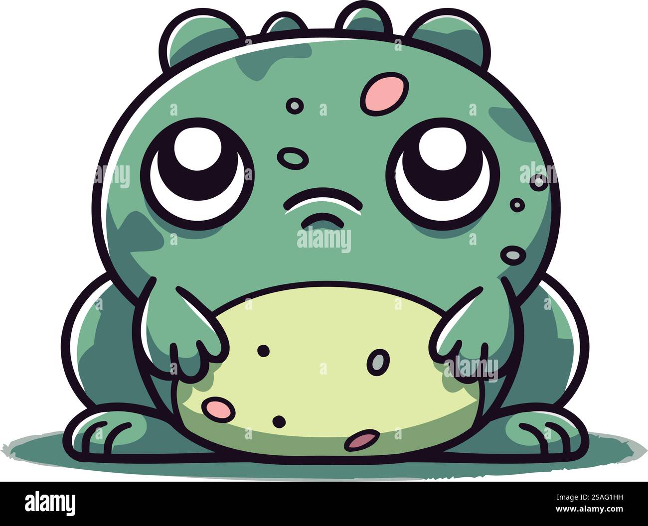 Cute cartoon frog with sad expression. Vector illustration isolated on ...