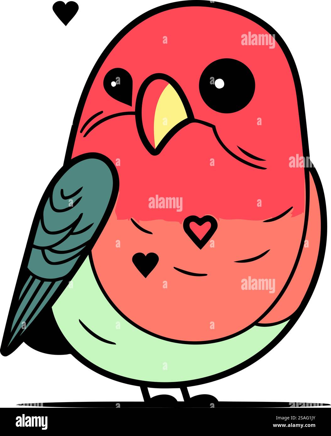 Cute little bird with heart eyes. Vector illustration in cartoon style ...