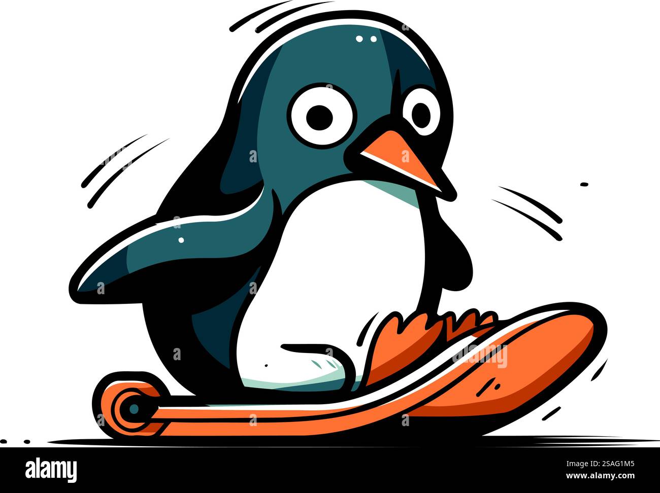 Cute penguin riding on a skateboard. Vector illustration Stock Vector ...